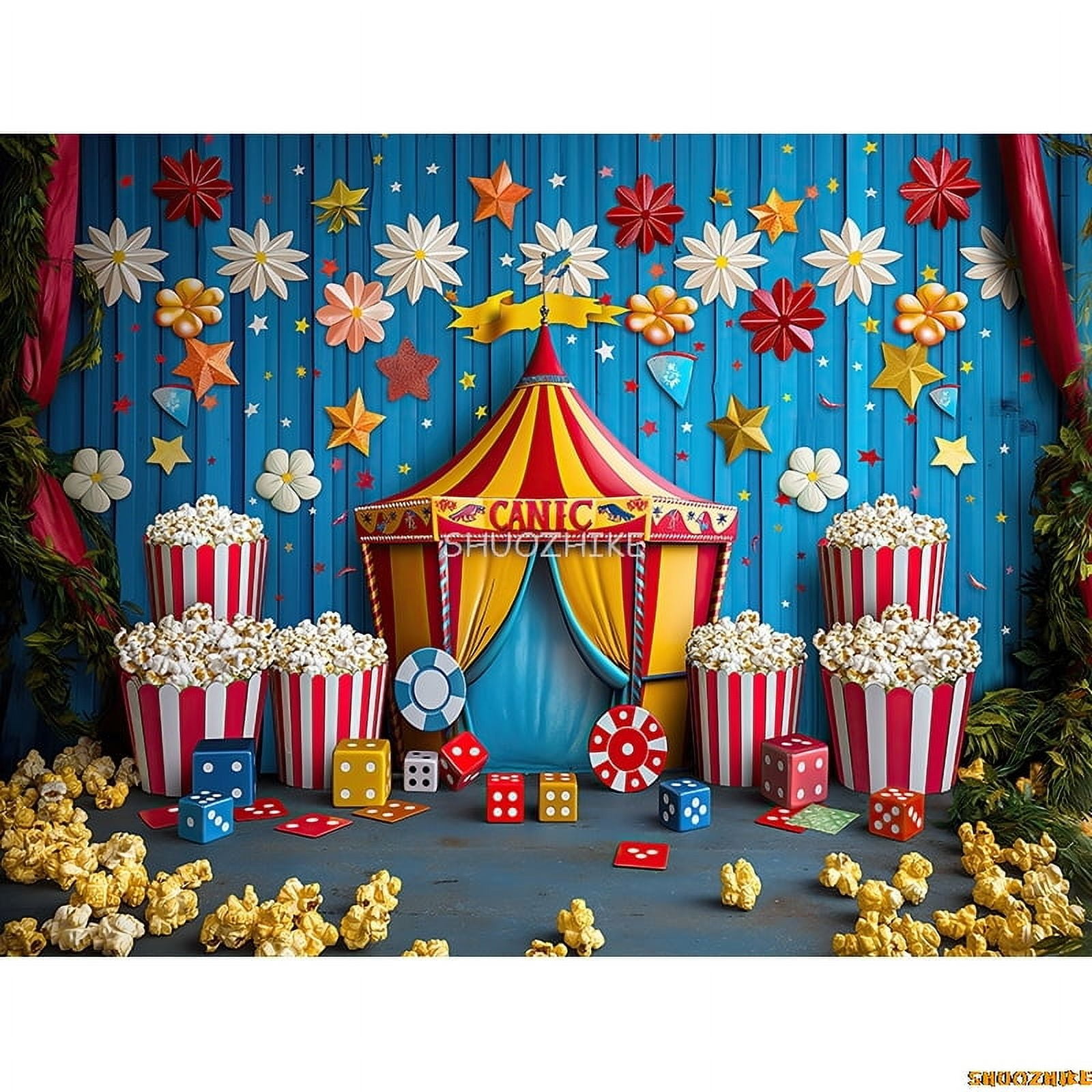Circus Tt With Striped Canopy Photography Backdrops Balloons Birthday ...