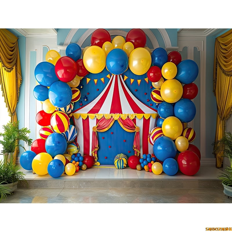 Circus Tt With Striped Canopy Photography Backdrops Balloons Birthday ...