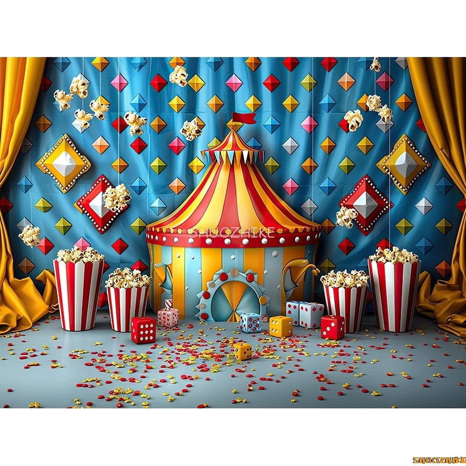 Circus Tt With Striped Canopy Photography Backdrops Balloons Birthday ...