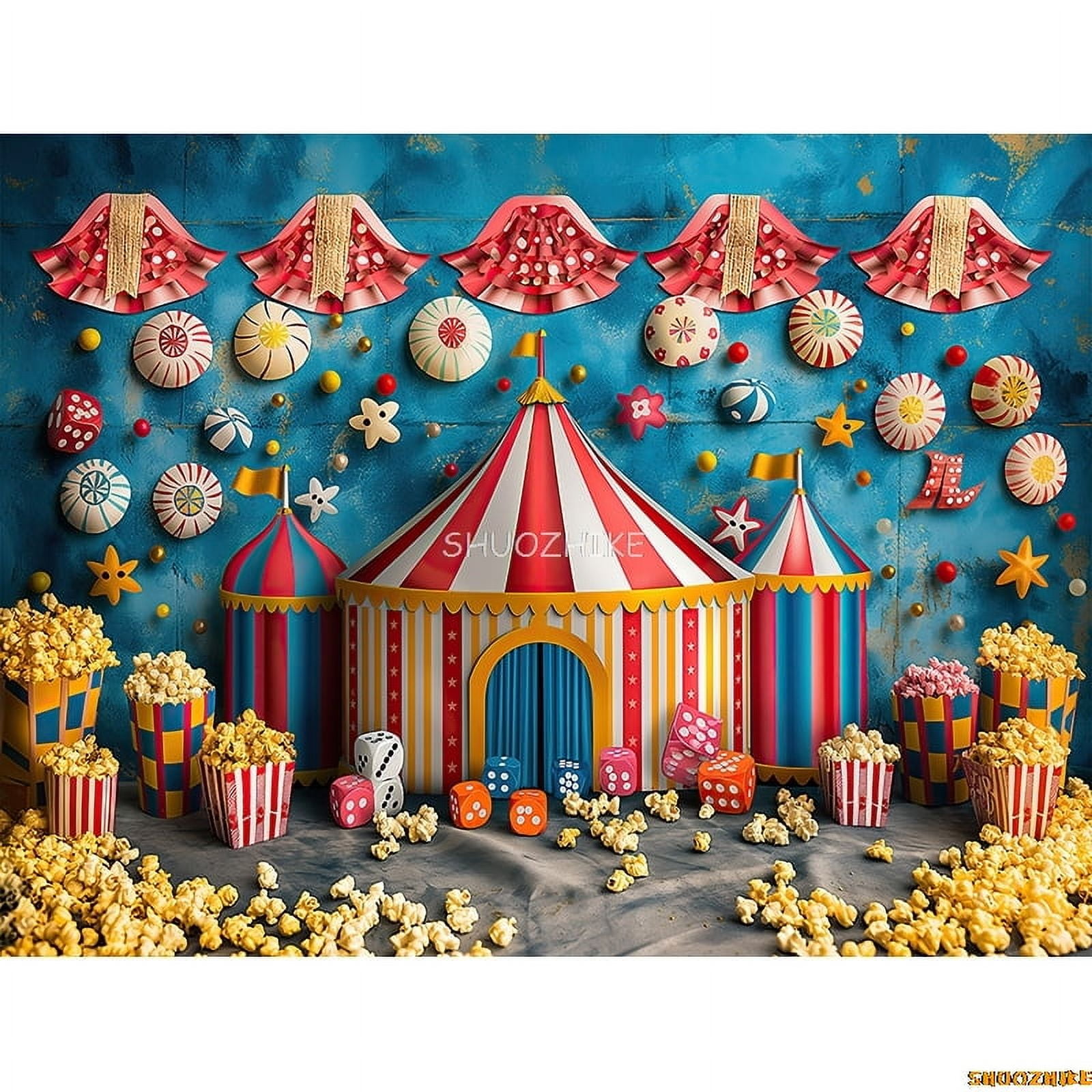 Circus Tt With Striped Canopy Photography Backdrops Balloons Birthday ...