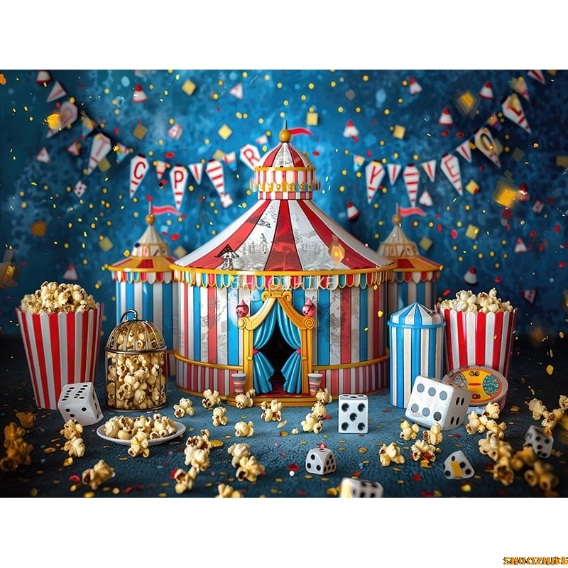Circus Tt With Striped Canopy Photography Backdrops Balloons Birthday ...