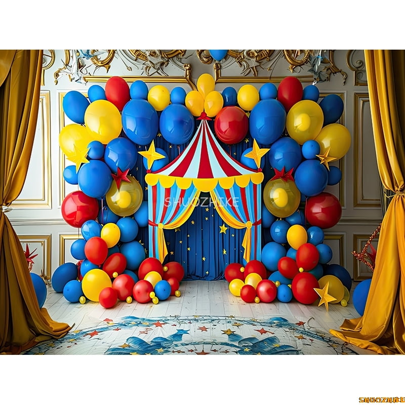 Circus Tt With Striped Canopy Photography Backdrops Balloons Birthday ...