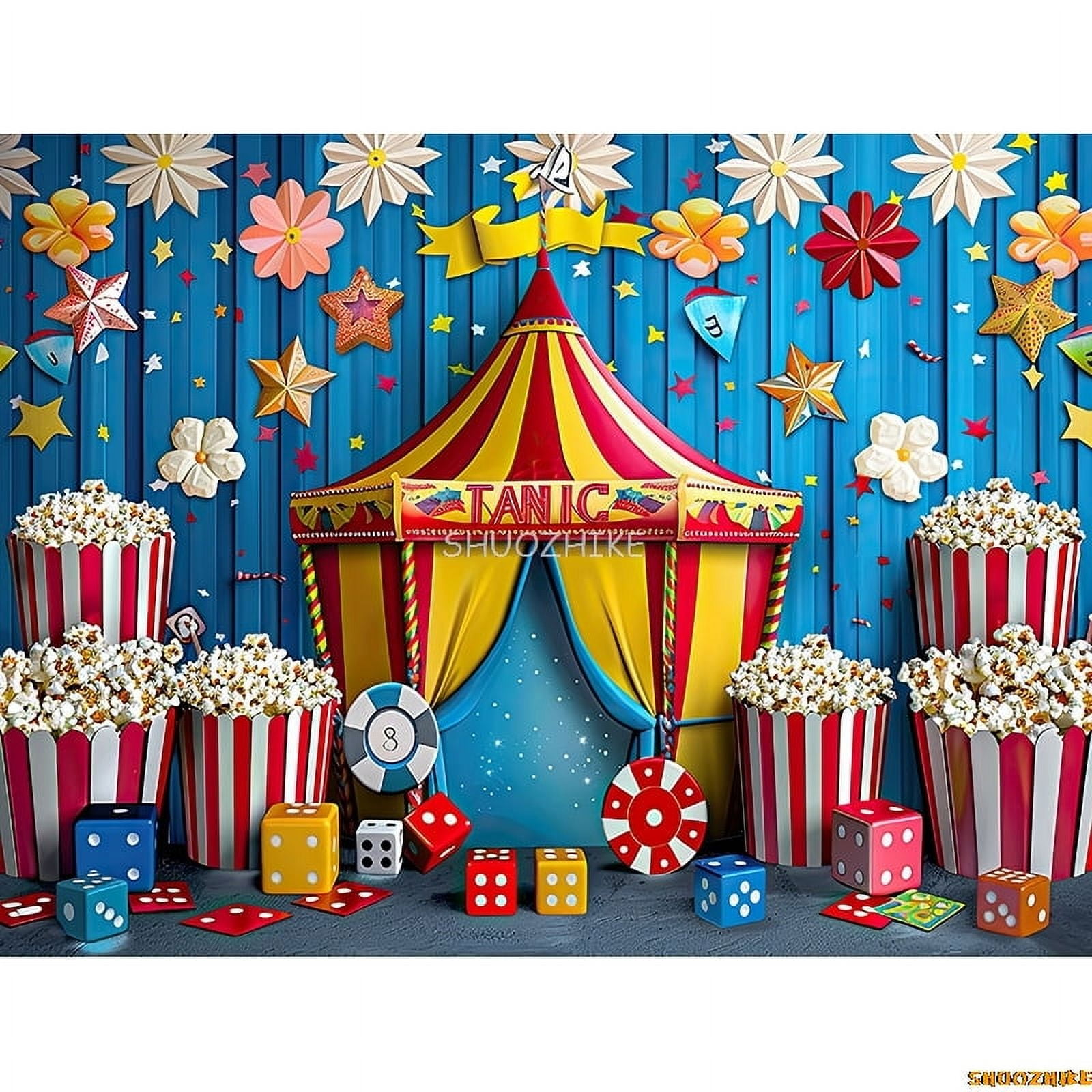 Circus Tt With Striped Canopy Photography Backdrops Balloons Birthday ...