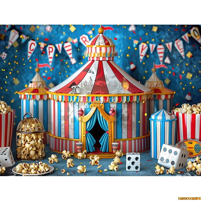 Circus Tt With Striped Canopy Photography Backdrops Balloons Birthday ...