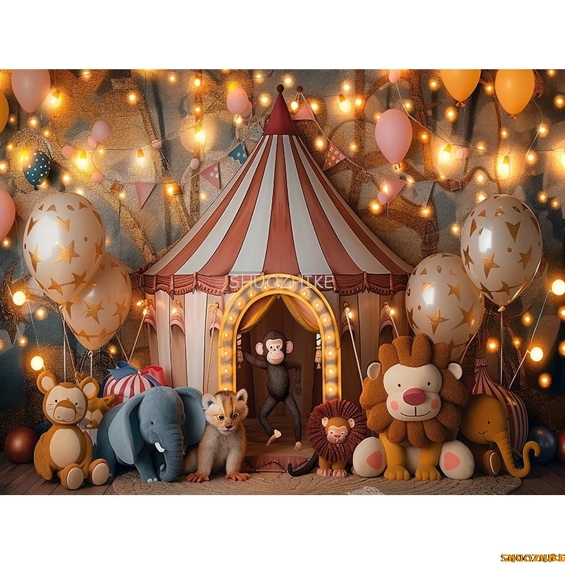 Circus Tt With Striped Canopy Photography Backdrops Balloons Birthday ...