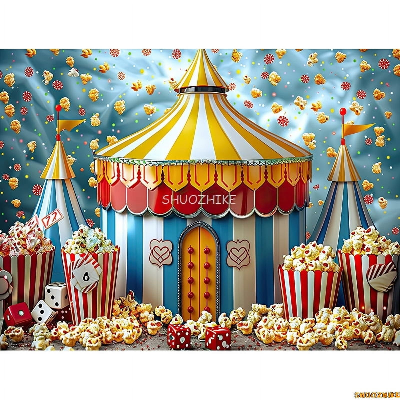 Circus Tt With Striped Canopy Photography Backdrops Balloons Birthday ...