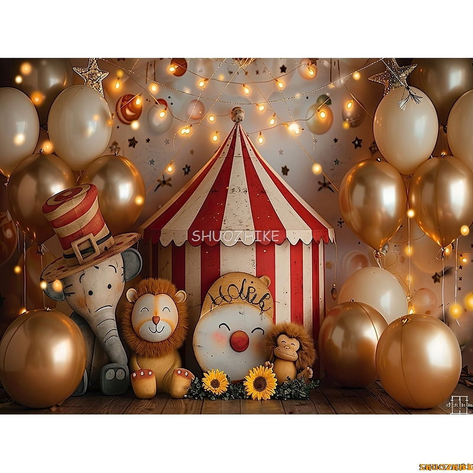 Circus Tt With Striped Canopy Popcorn Photography Backdrops Balloons Birthday Party r Animal ...