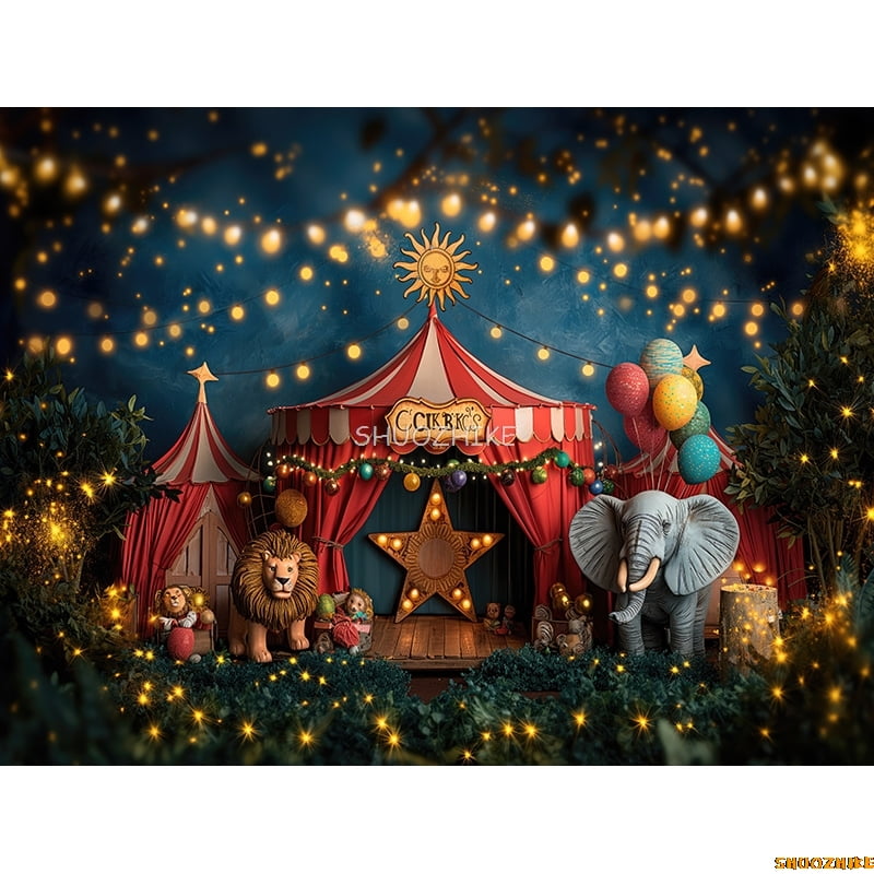 Circus Tt With Striped Canopy Popcorn Photography Backdrops Balloons ...