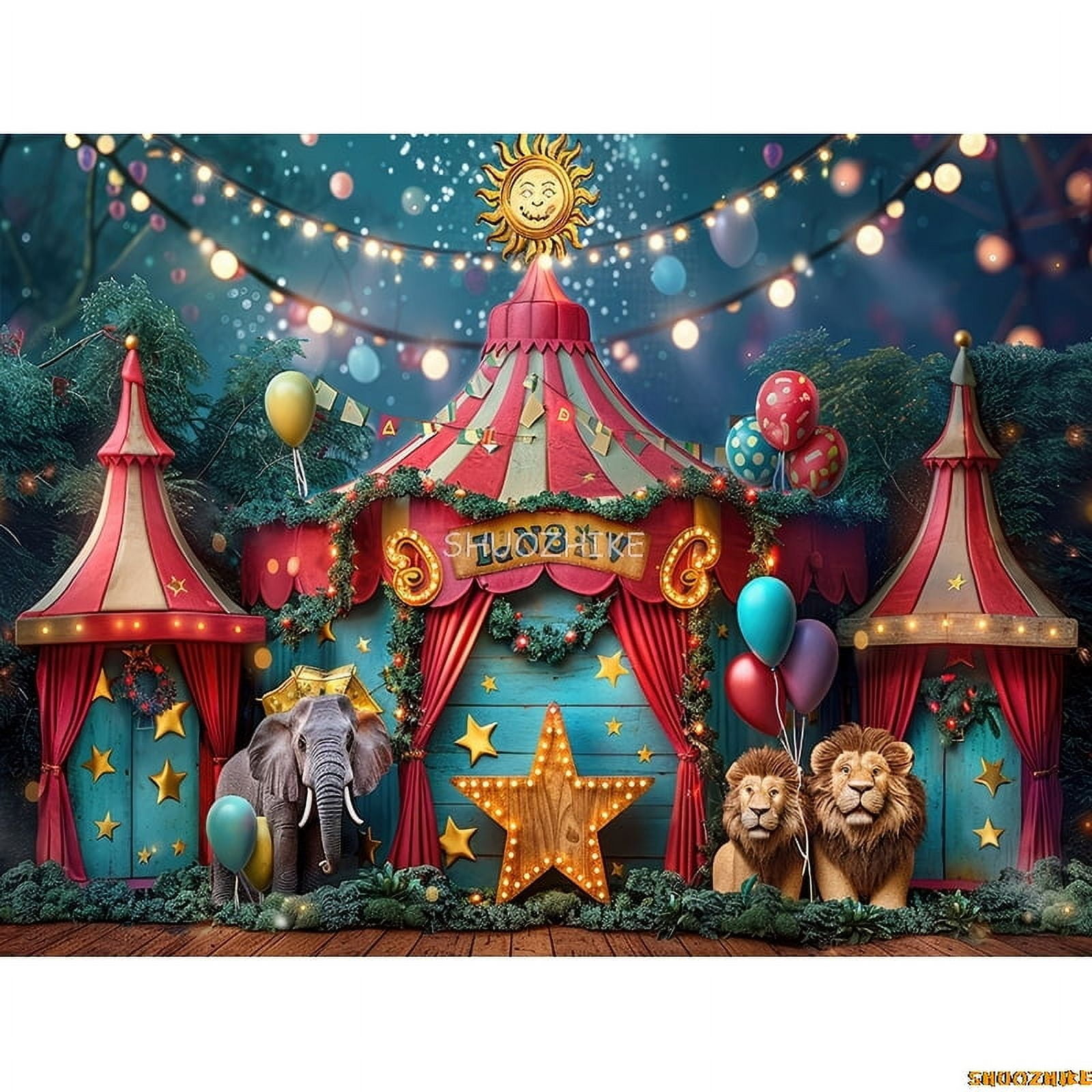 Circus Tt With Striped Canopy Popcorn Photography Backdrops Balloons Birthday Party r Animal ...