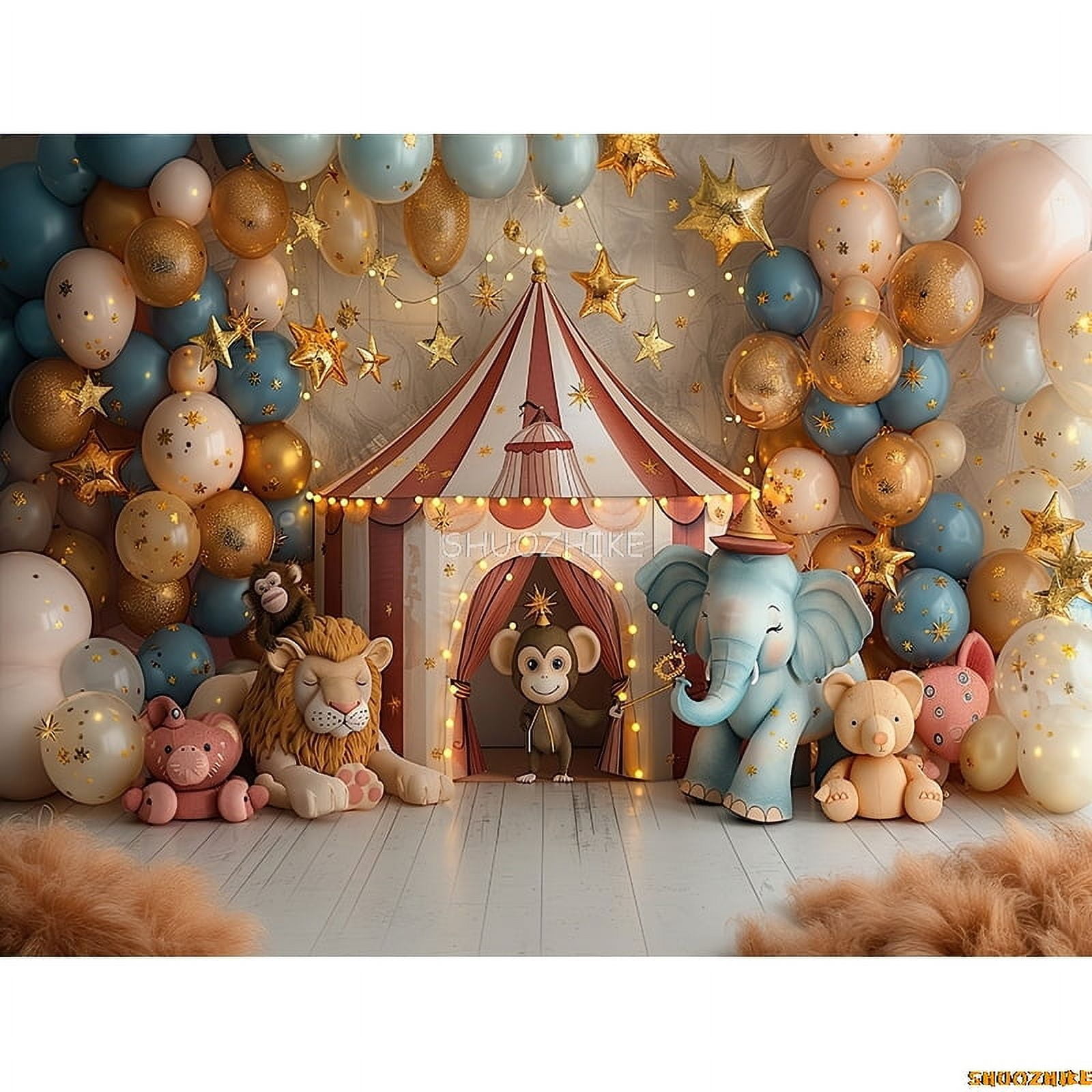 Circus Tt With Striped Canopy Popcorn Photography Backdrops Balloons ...