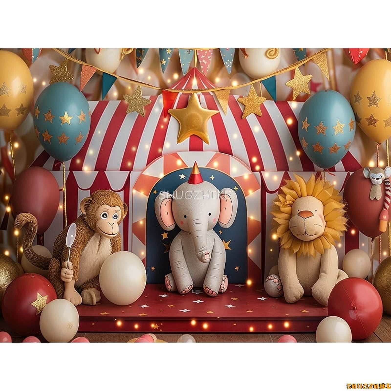 Circus Tt With Striped Canopy Popcorn Photography Backdrops Balloons ...