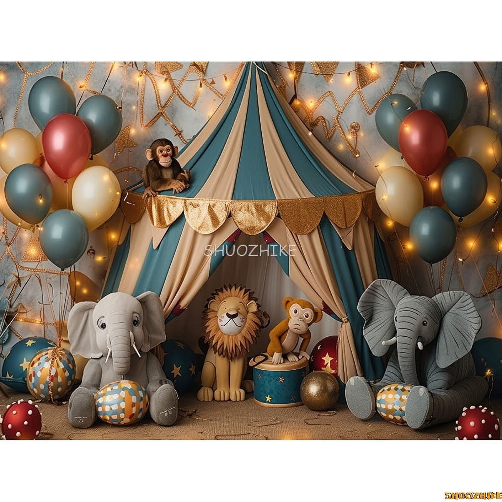 Circus Tt With Striped Canopy Popcorn Photography Backdrops Balloons Birthday Party r Animal ...