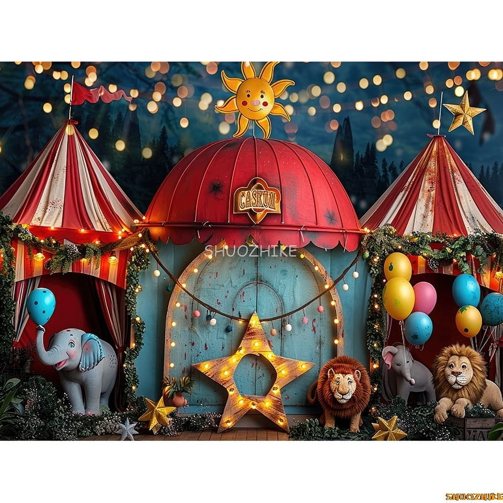 Circus Tt With Striped Canopy Popcorn Photography Backdrops Balloons Birthday Party r Animal ...