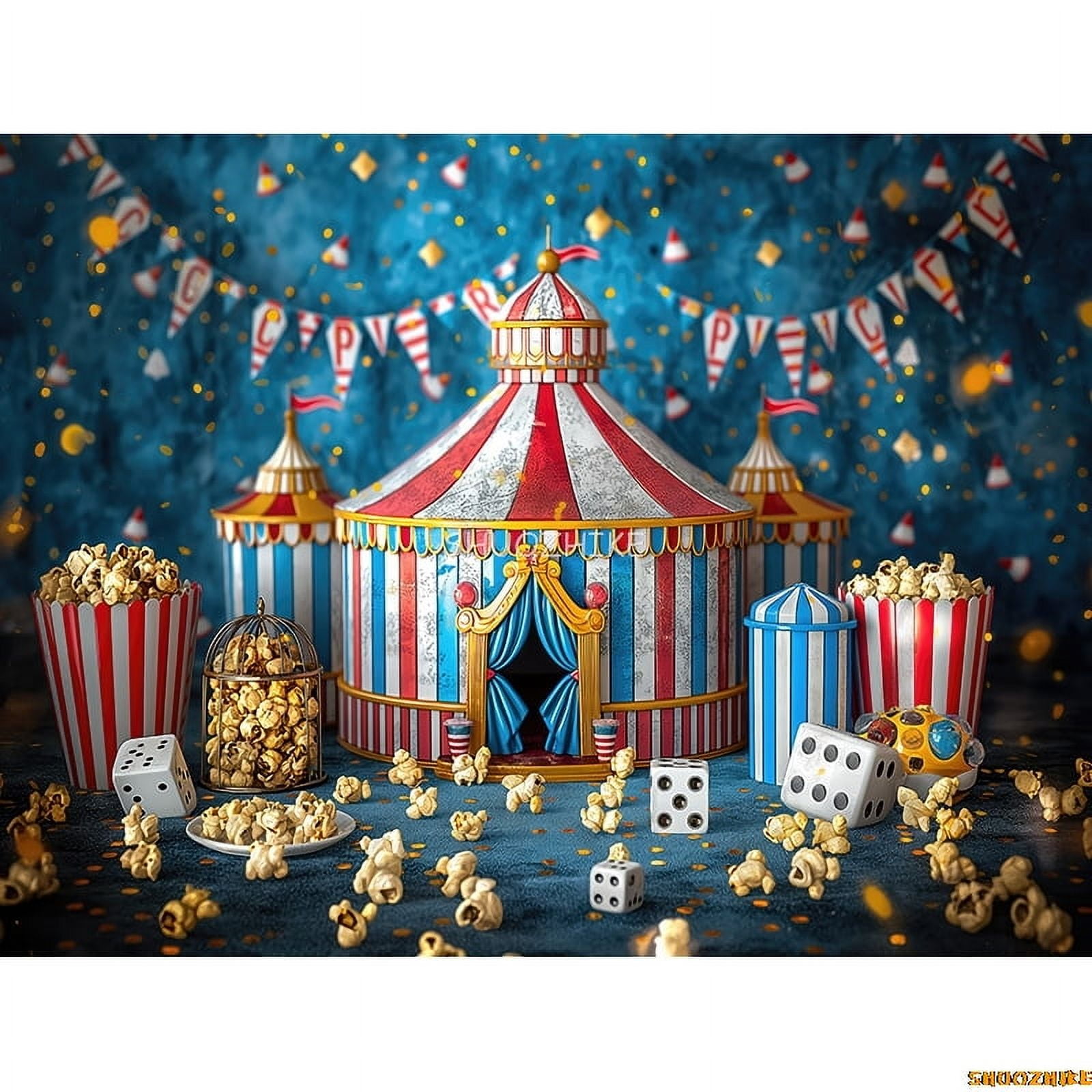 Circus Tt With Striped Canopy Popcorn Photography Backdrops Balloons ...