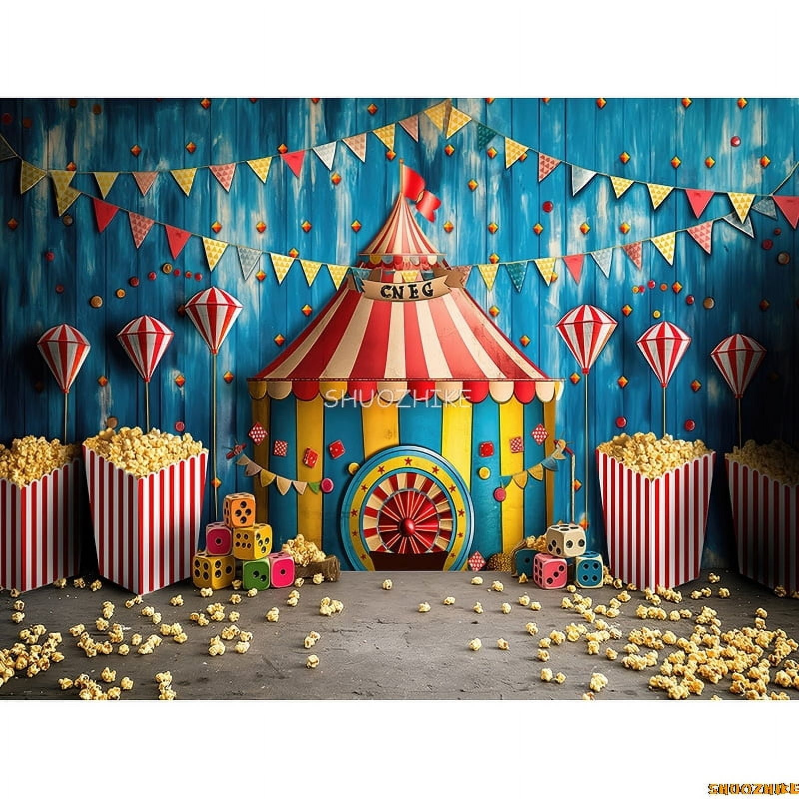 Circus Tt With Striped Canopy Popcorn Photography Backdrops Balloons Birthday Party r Animal ...