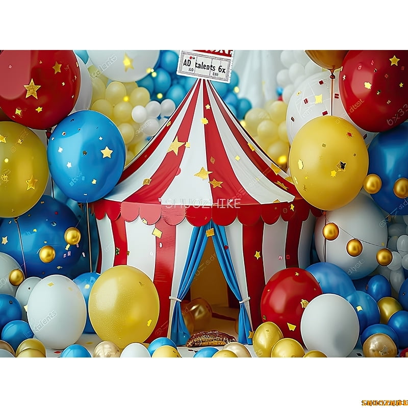 Circus Tt With Striped Canopy Popcorn Photography Backdrops Balloons Birthday Party r Animal ...