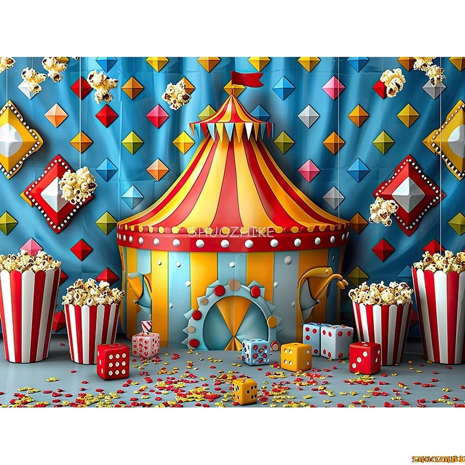 Circus Tt With Striped Canopy Popcorn Photography Backdrops Balloons ...