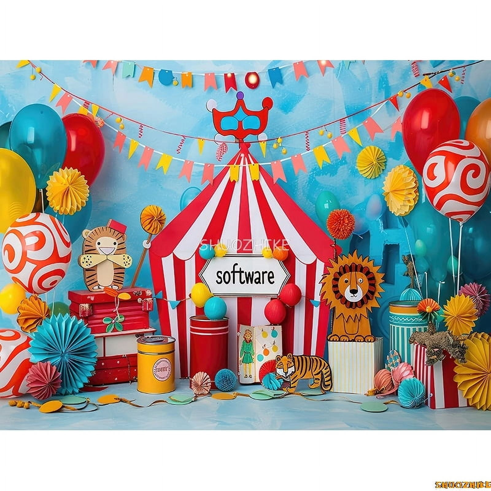 Circus Tt With Striped Canopy Popcorn Photography Backdrops Balloons ...