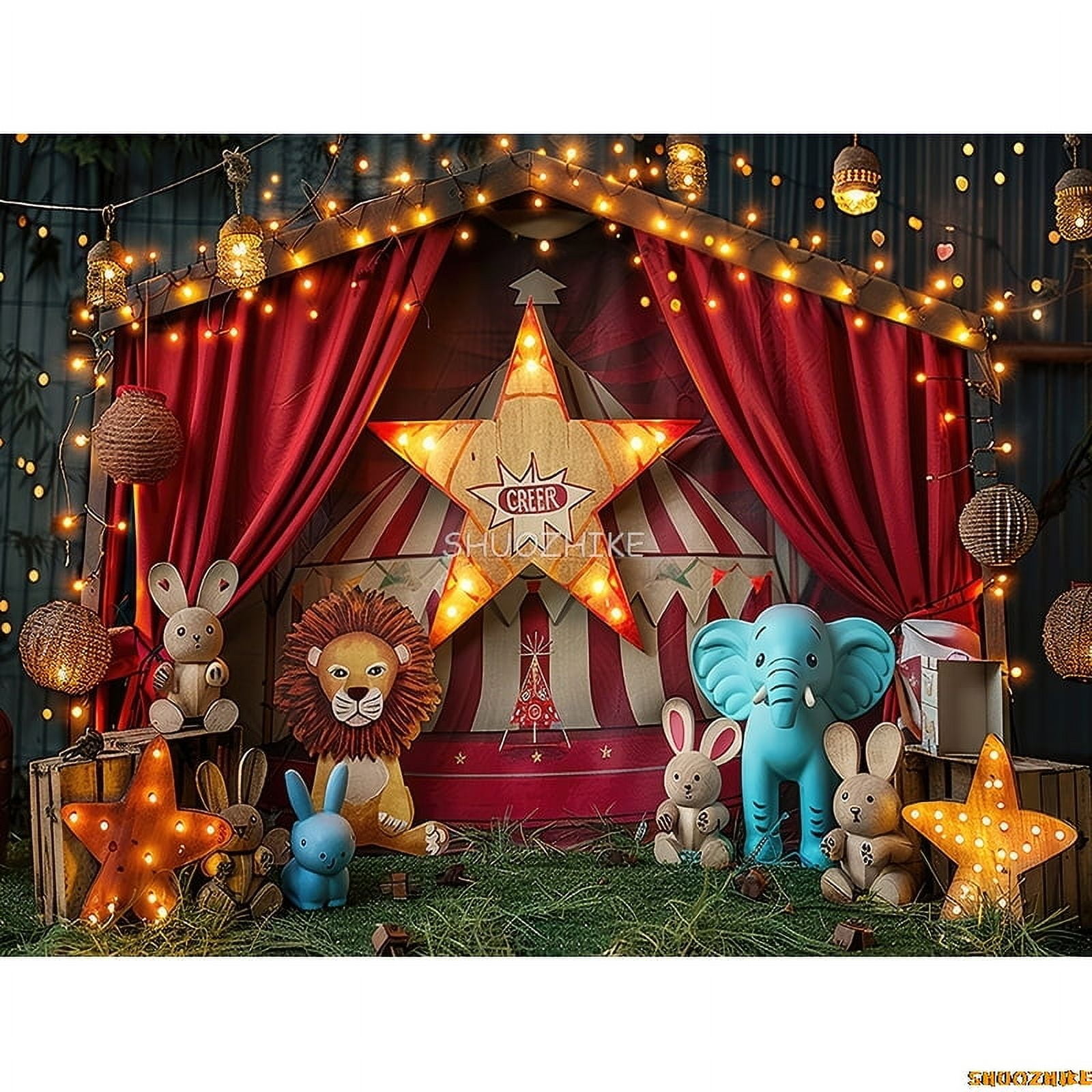 Circus Tt With Striped Canopy Popcorn Photography Backdrops Balloons ...