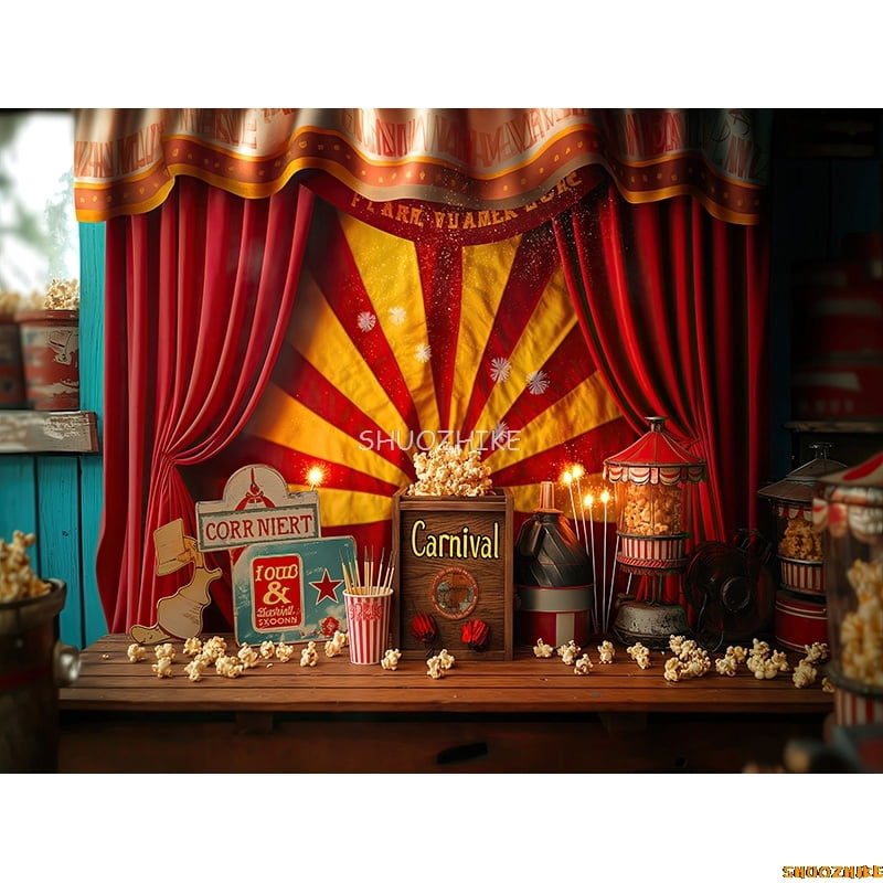 Circus Tt With Striped Canopy Popcorn Photography Backdrops Balloons ...
