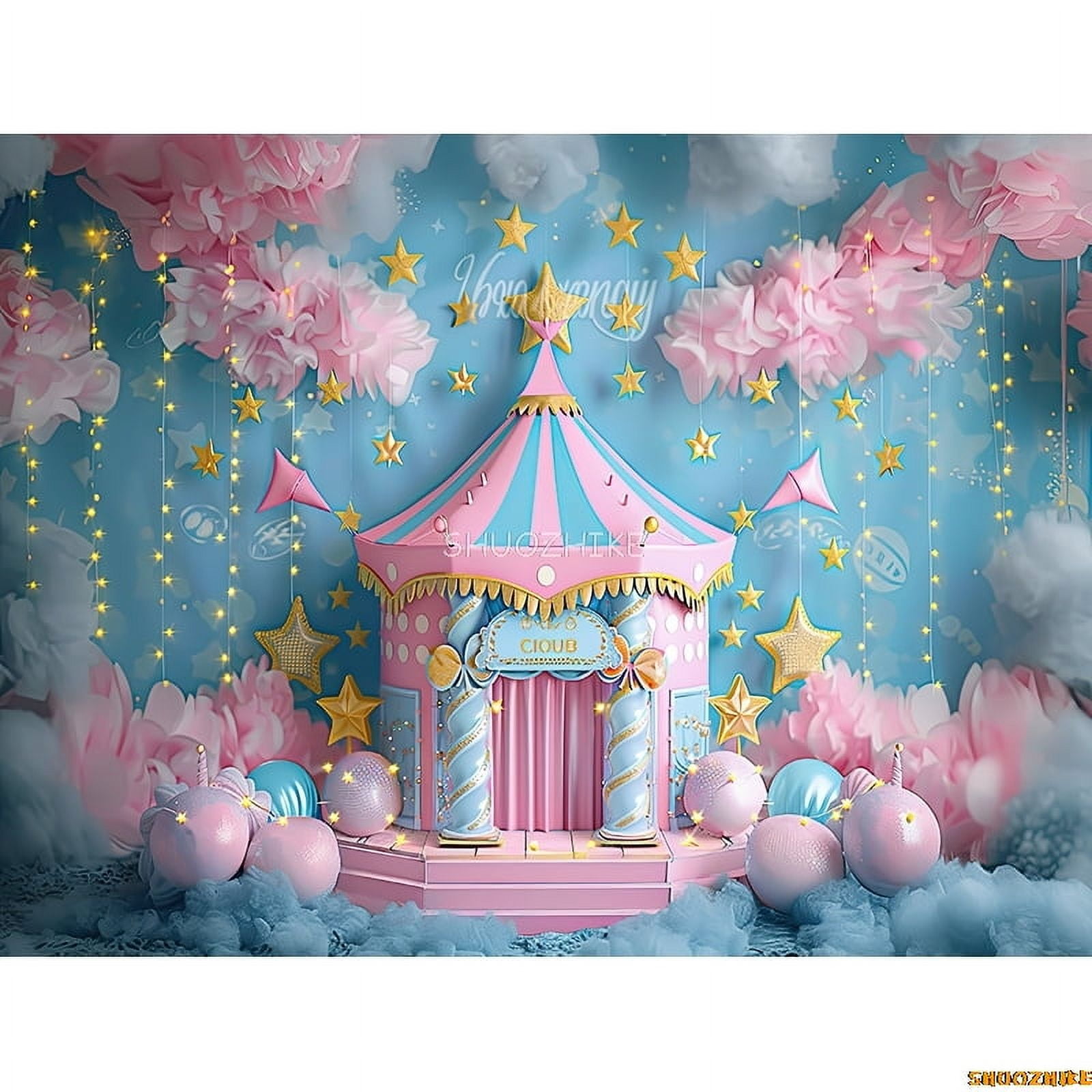 Circus Tt With Striped Canopy Popcorn Photography Backdrops Balloons ...