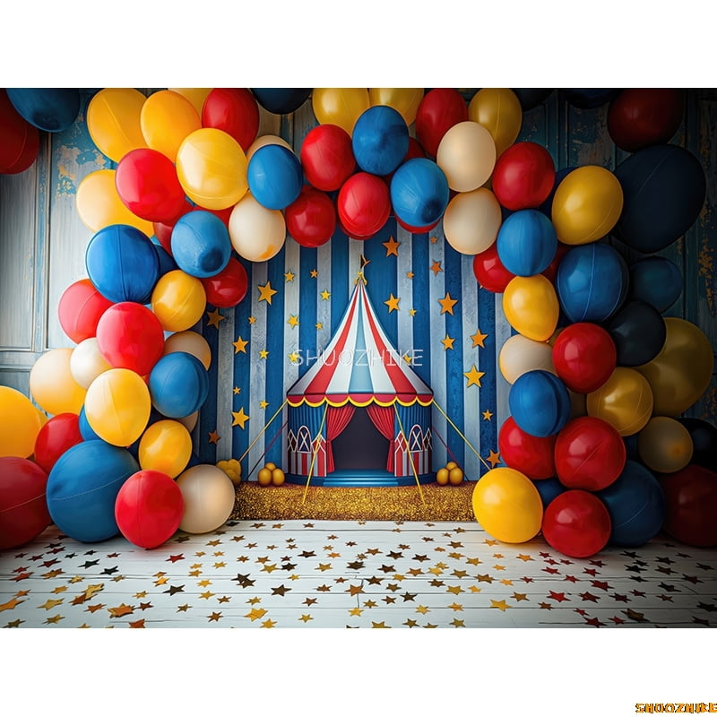 Circus Tt With Striped Canopy Popcorn Photography Backdrops Balloons Birthday Party r Animal ...