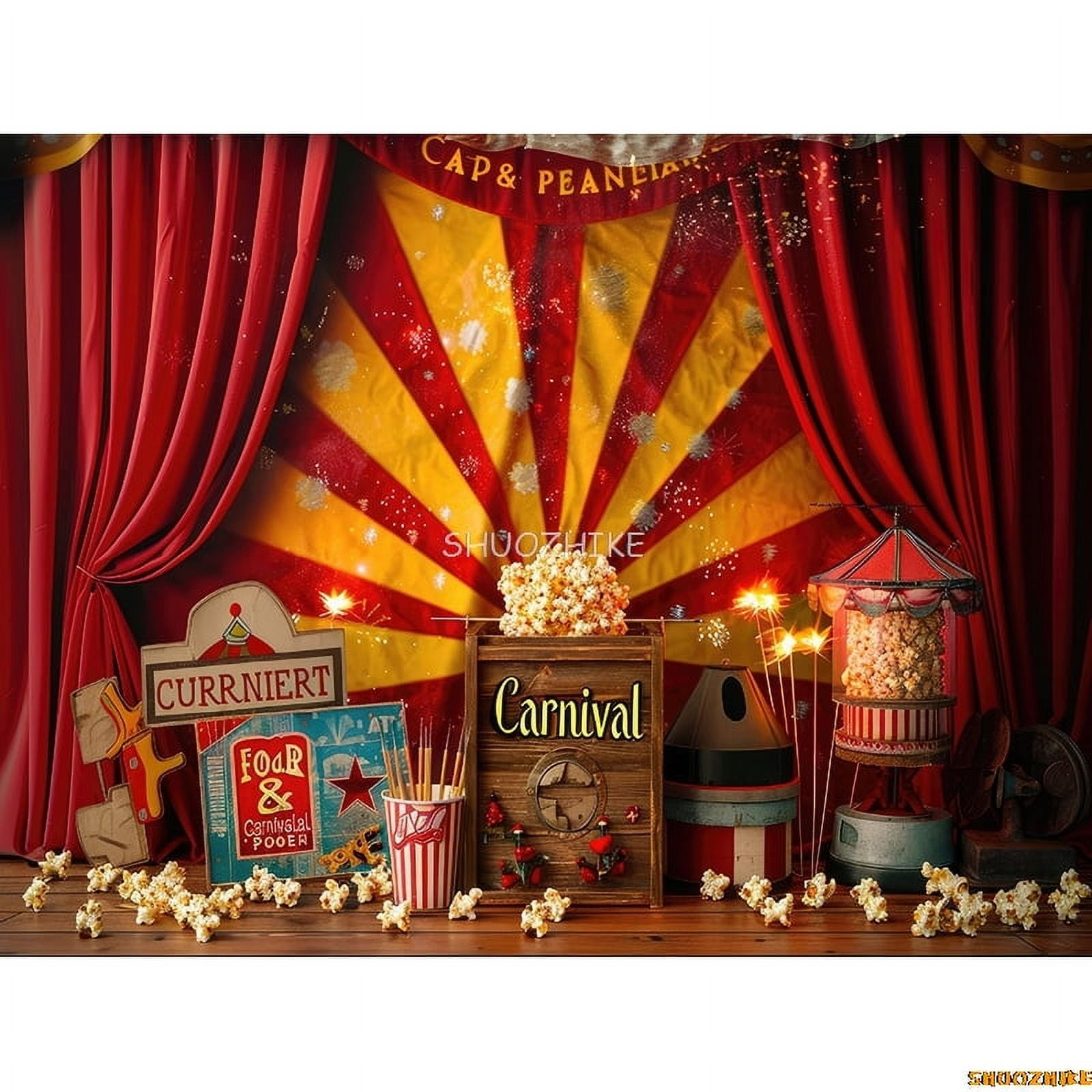 Circus Tt With Striped Canopy Popcorn Photography Backdrops Balloons ...