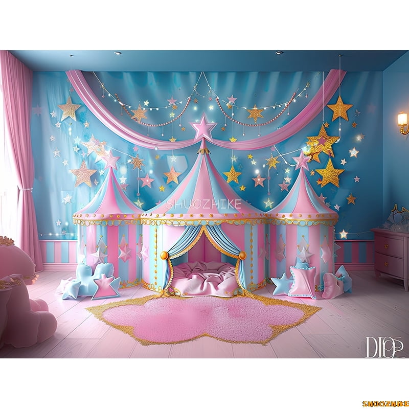Circus Tt With Striped Canopy Popcorn Photography Backdrops Balloons ...