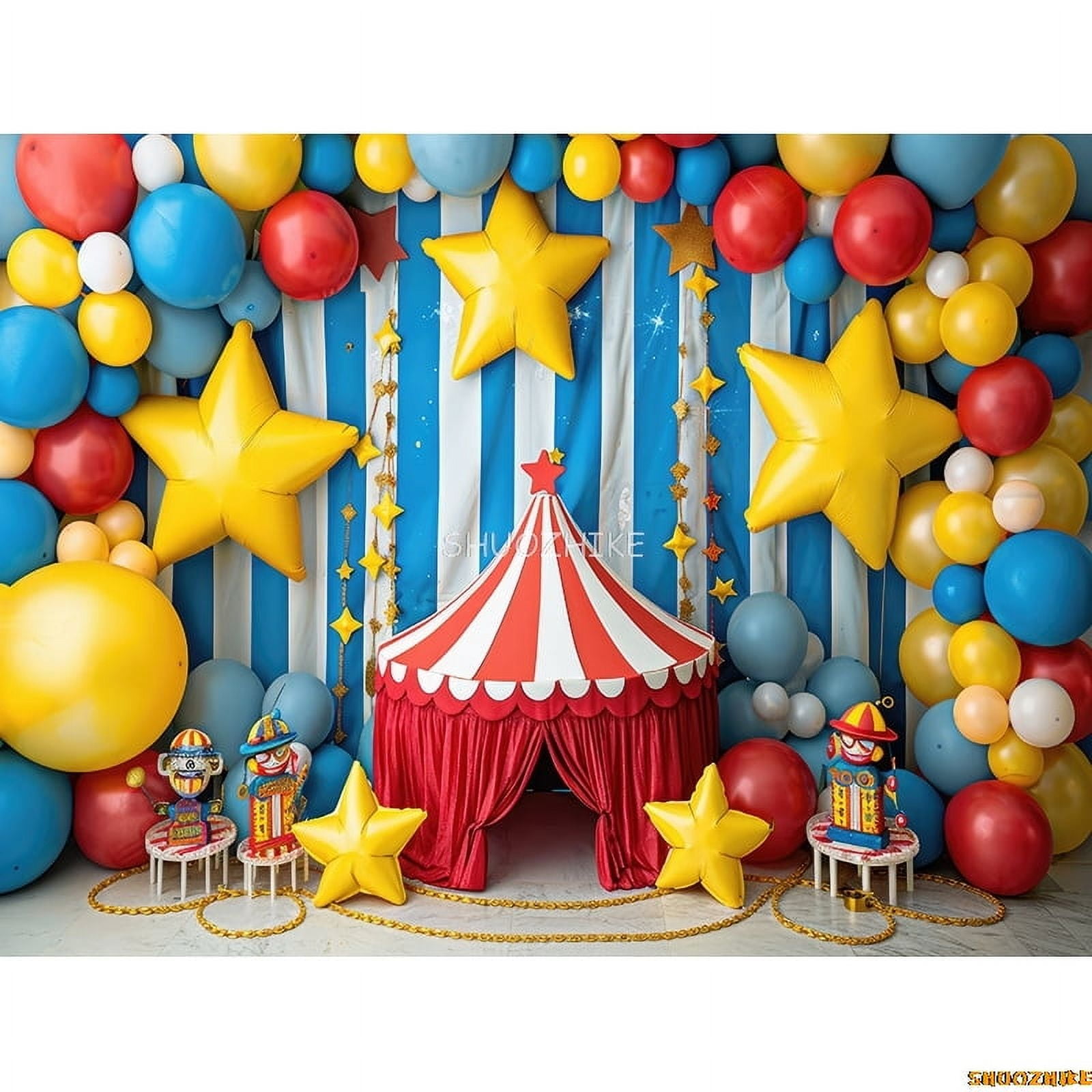 Circus Tt With Striped Canopy Popcorn Photography Backdrops Balloons Birthday Party r Animal ...