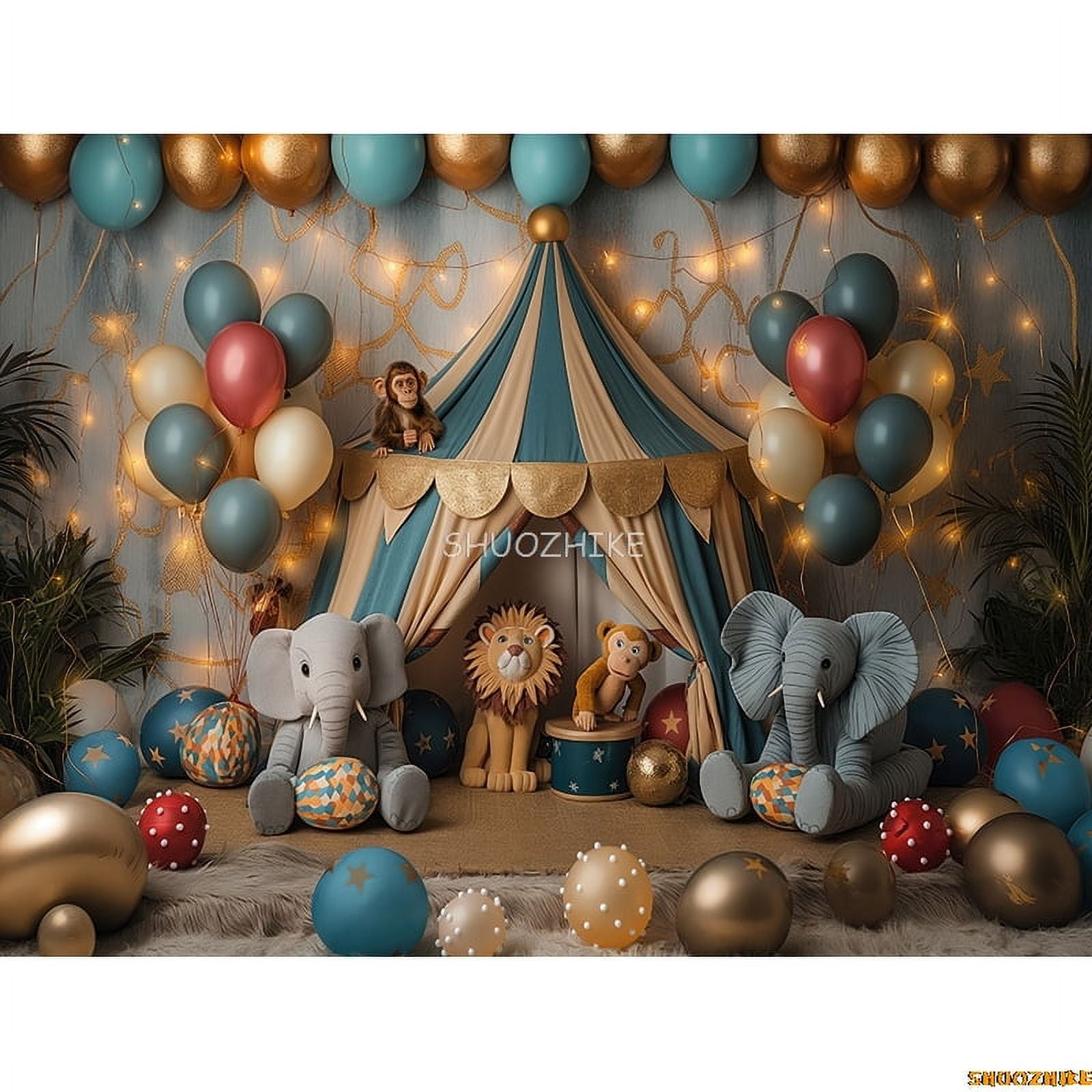 Circus Tt With Striped Canopy Popcorn Photography Backdrops Balloons Birthday Party r Animal ...