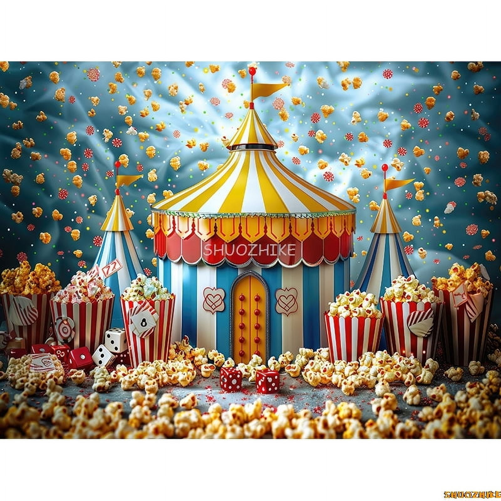 Circus Tt With Striped Canopy Popcorn Photography Backdrops Balloons ...