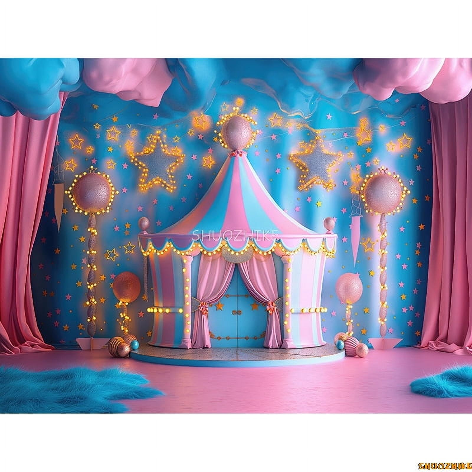 Circus Tt With Striped Canopy Popcorn Photography Backdrops Balloons ...
