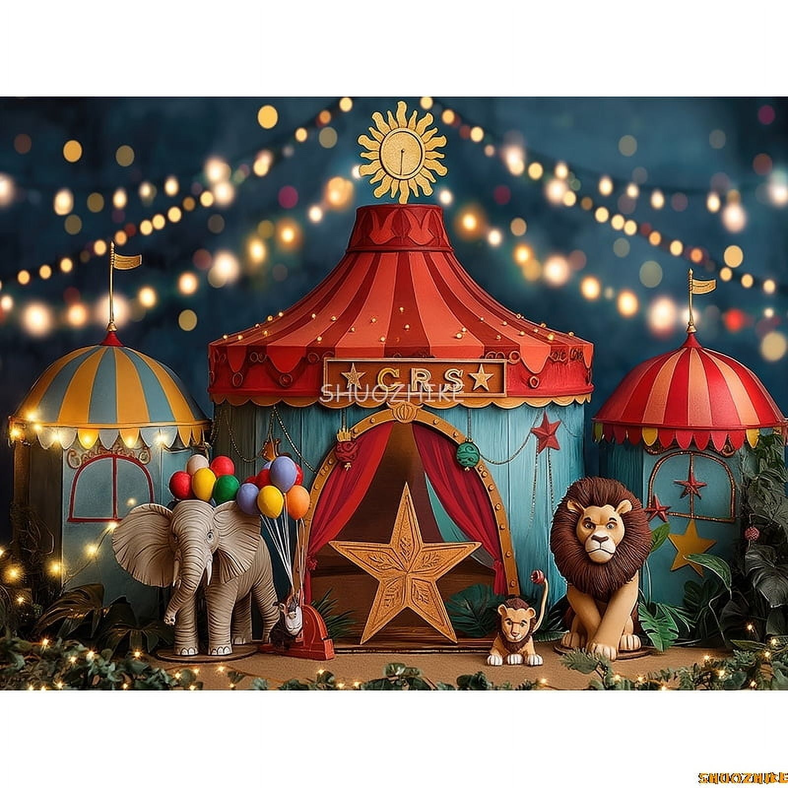 Circus Tt With Striped Canopy Popcorn Photography Backdrops Balloons ...