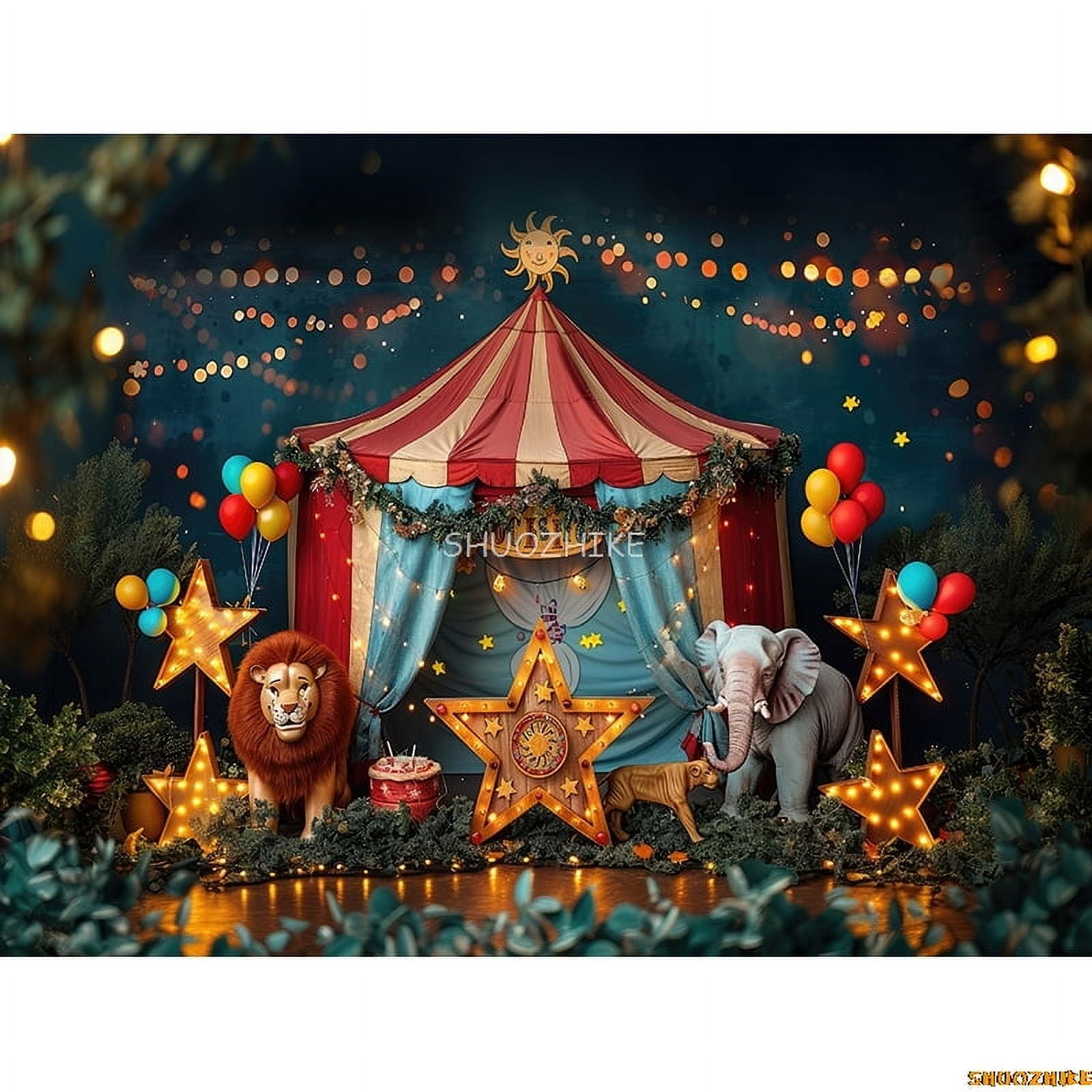 Circus Tt With Striped Canopy Popcorn Photography Backdrops Balloons Birthday Party r Animal ...