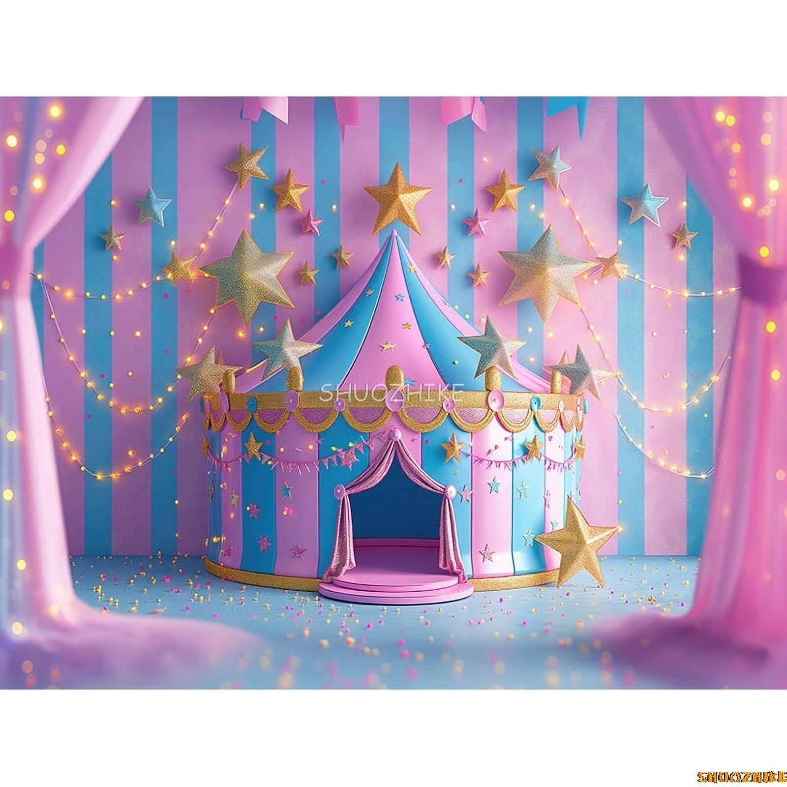 Circus Tt With Striped Canopy Popcorn Photography Backdrops Balloons ...