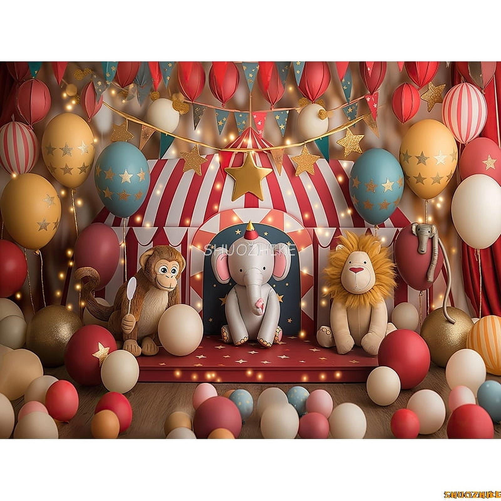 Circus Tt With Striped Canopy Popcorn Photography Backdrops Balloons Birthday Party r Animal ...