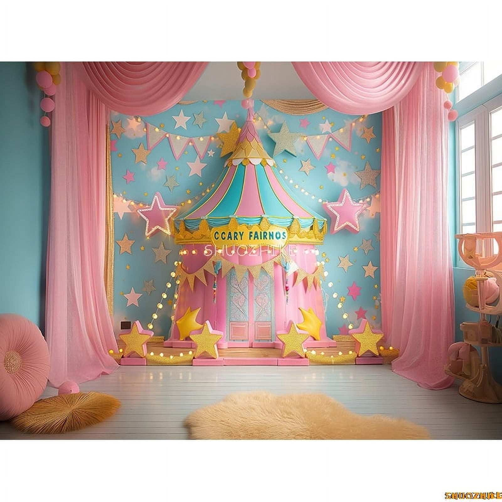 Circus Tt With Striped Canopy Popcorn Photography Backdrops Balloons ...