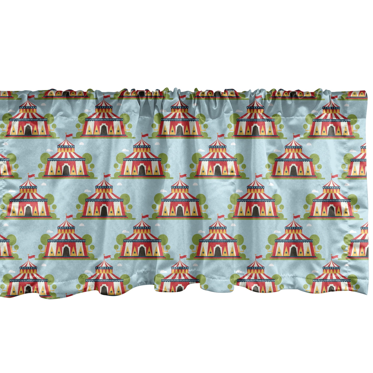 Ambesonne Circus Valance Pack of 2, Cartoon Tent and Trees Fun, 54"X18 ...