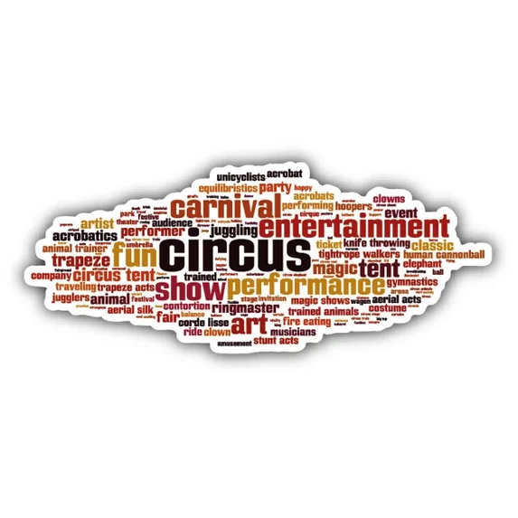 Circus Word Cloud Car Sticker Phone Decal Water Bottle Stickers Car ...