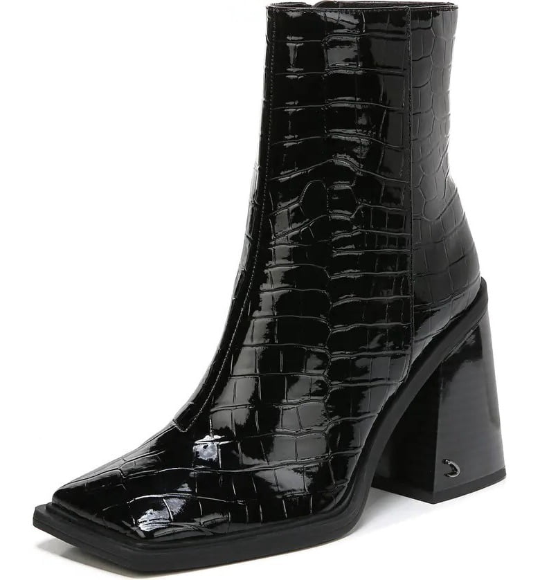 Circus by Sam Edelman Layla Black Square Toe Block Heeled Western Ankle ...