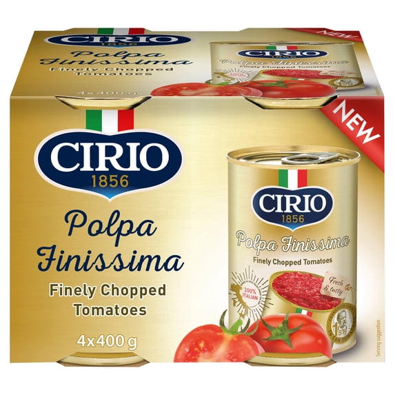 Cirio Polpa Finissima Finely Chopped Tomatoes 4 x 400g, Imported from ...
