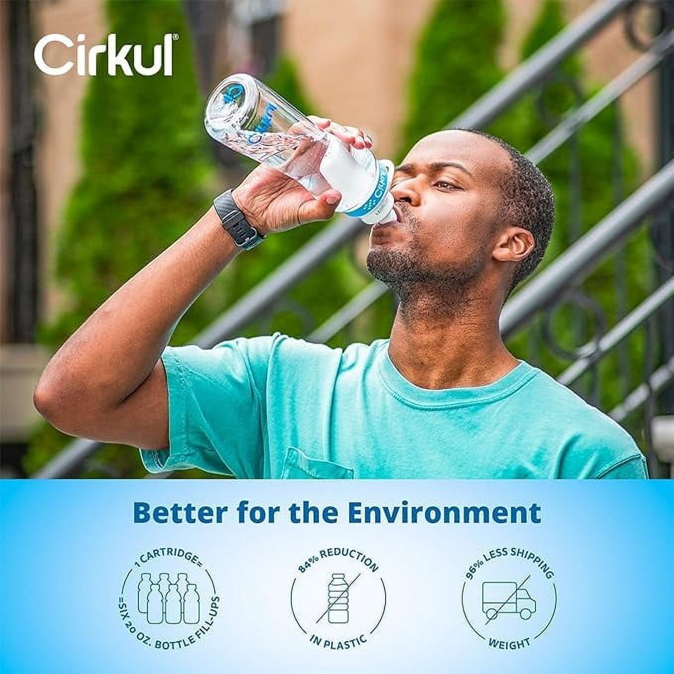 Cirkul 12oz. BPA-Free Plastic Water Bottle Starter Kit with Blue Lid, 2 ...