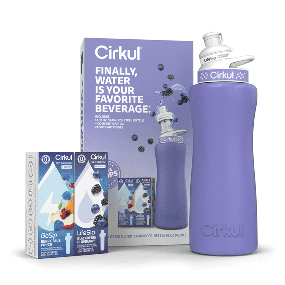 Cirkul 32oz Periwinkle Stainless Steel Water Bottle Starter Kit ...