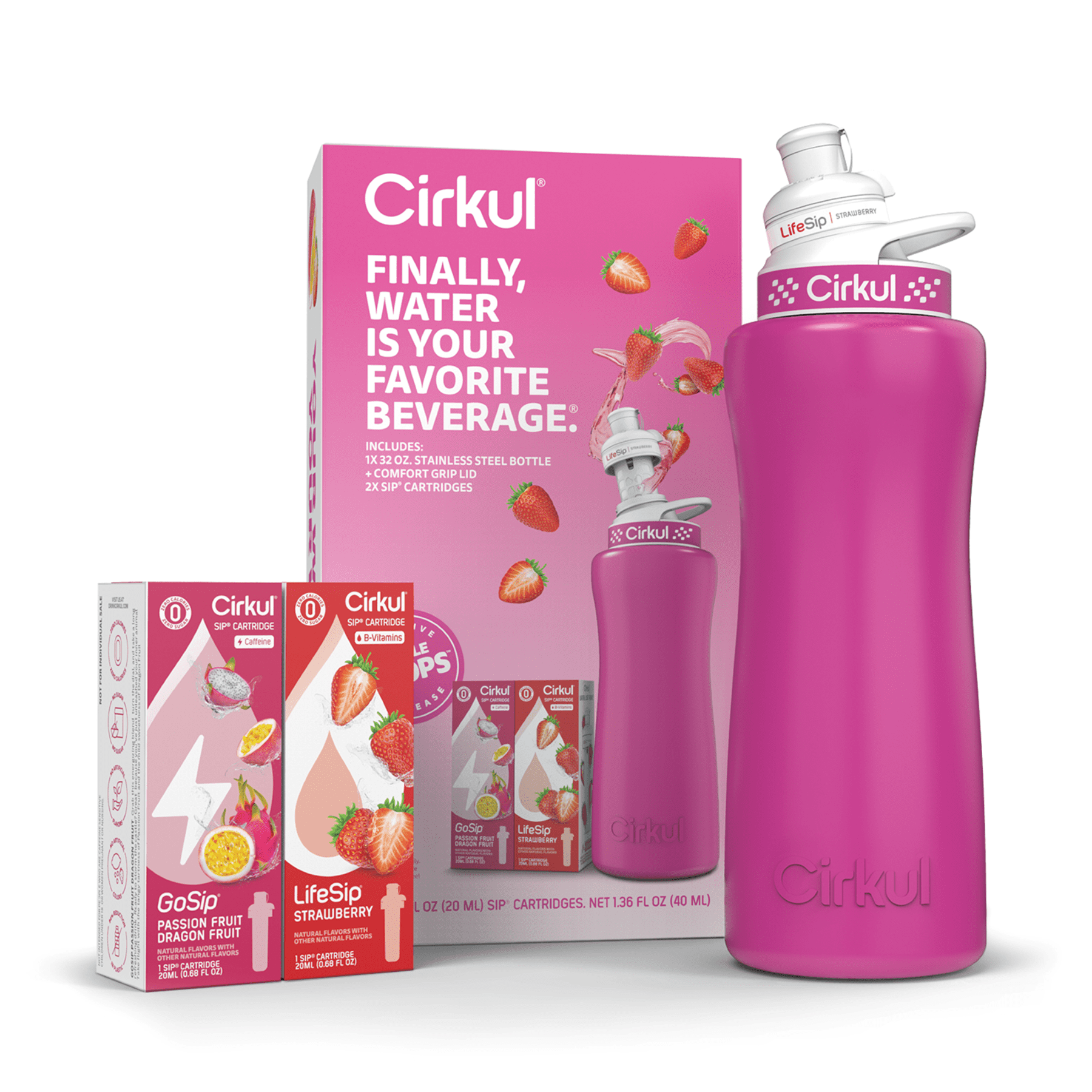 Free Shipping! Cirkul Pink Stainless Steel Water Bottle 32oz with ...