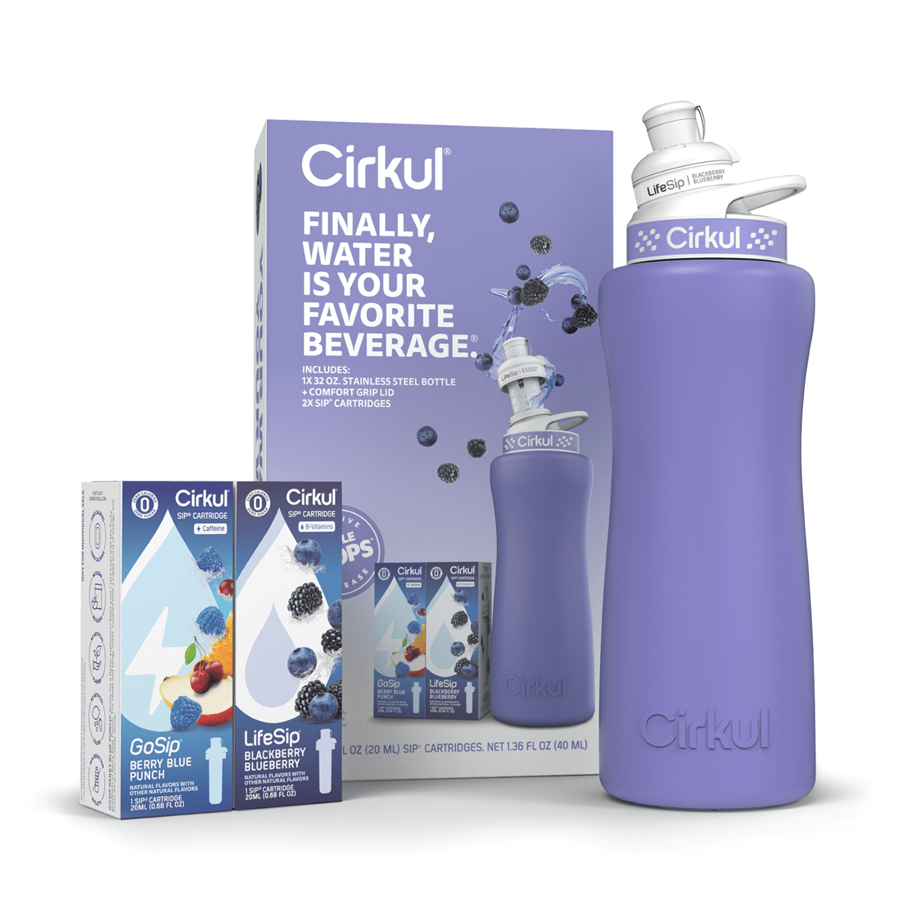 Cirkul 32oz Pink Stainless Steel Starter Kit with Pink & White Cirkul ...