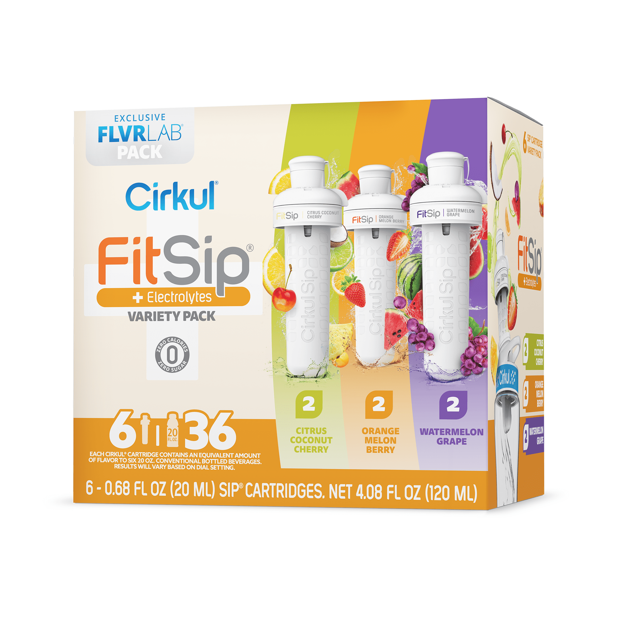 Cirkul FitSip Flavor Cartridge Variety Pack, 6-Pack (2 Citrus Coconut ...