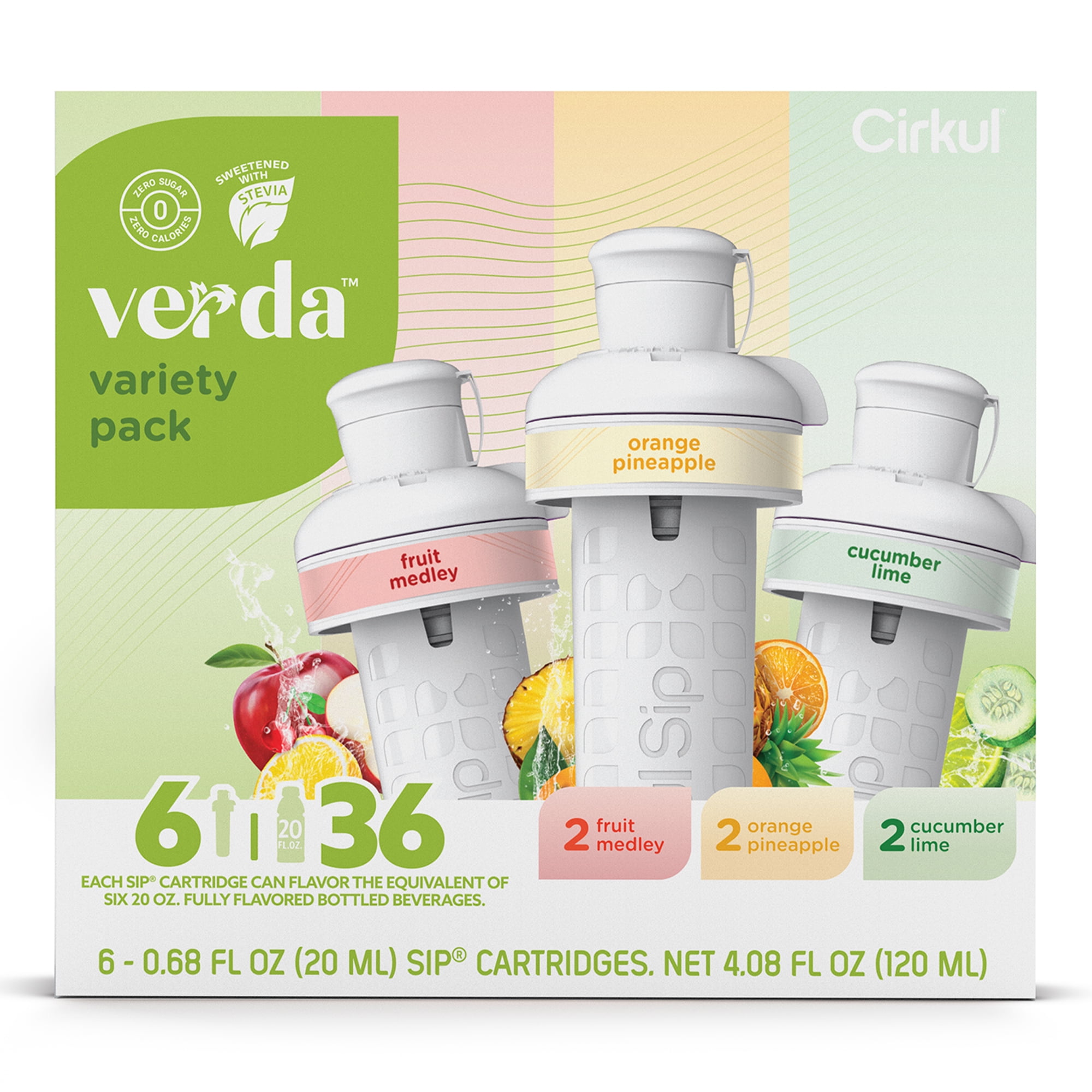 Cirkul Verda Flavor Cartridge Variety Pack, 6-Pack (2 Orange Pineapple ...