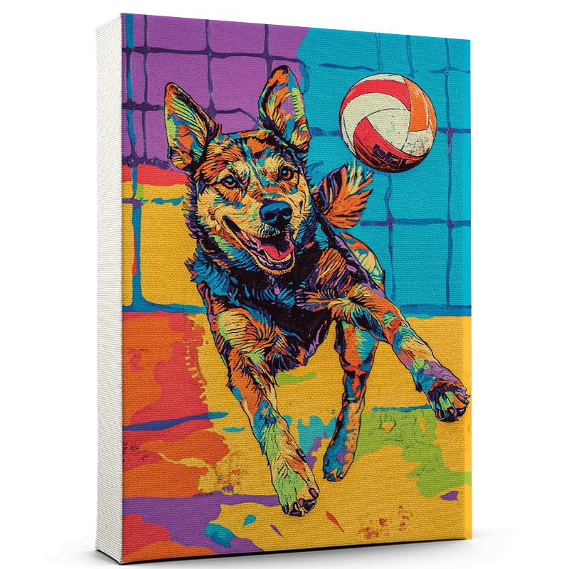Cirnecodell Dog Volleyball Art Stretched Canvas Size 8x12 – Cirnecodell ...