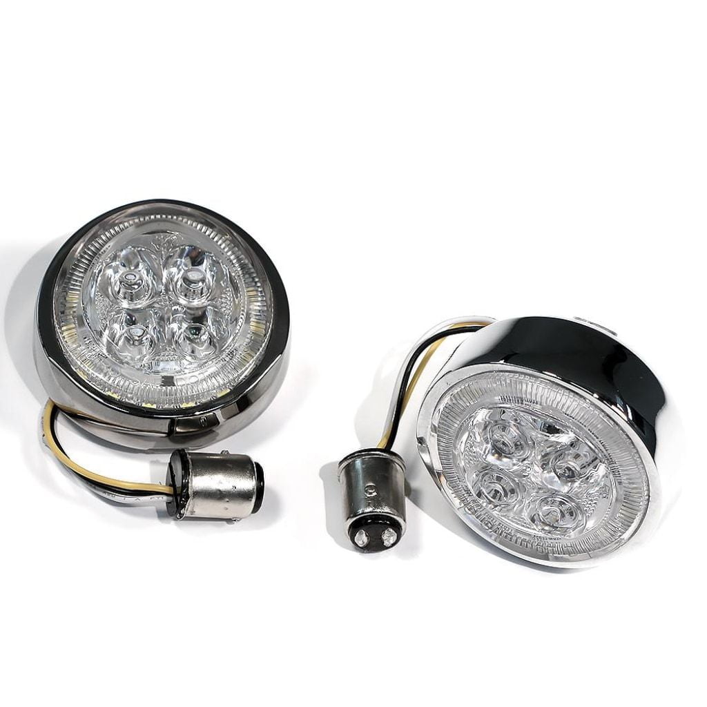 Ciro Fang Chrome Turn Signal Light Inserts w/Amber LED (45400 ...