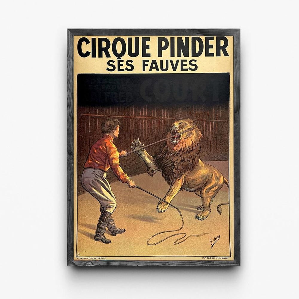 Cirque Pinder- Lion Tamer, Vintage French Circus Poster, Old Circus ...